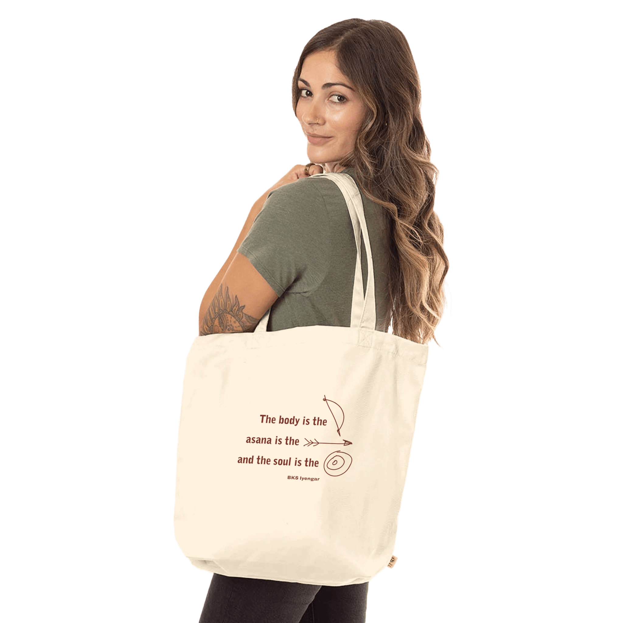 Premium Organic Cotton Yoga Tote Bag – Inspired by BKS Iyengar – Ananda Hum